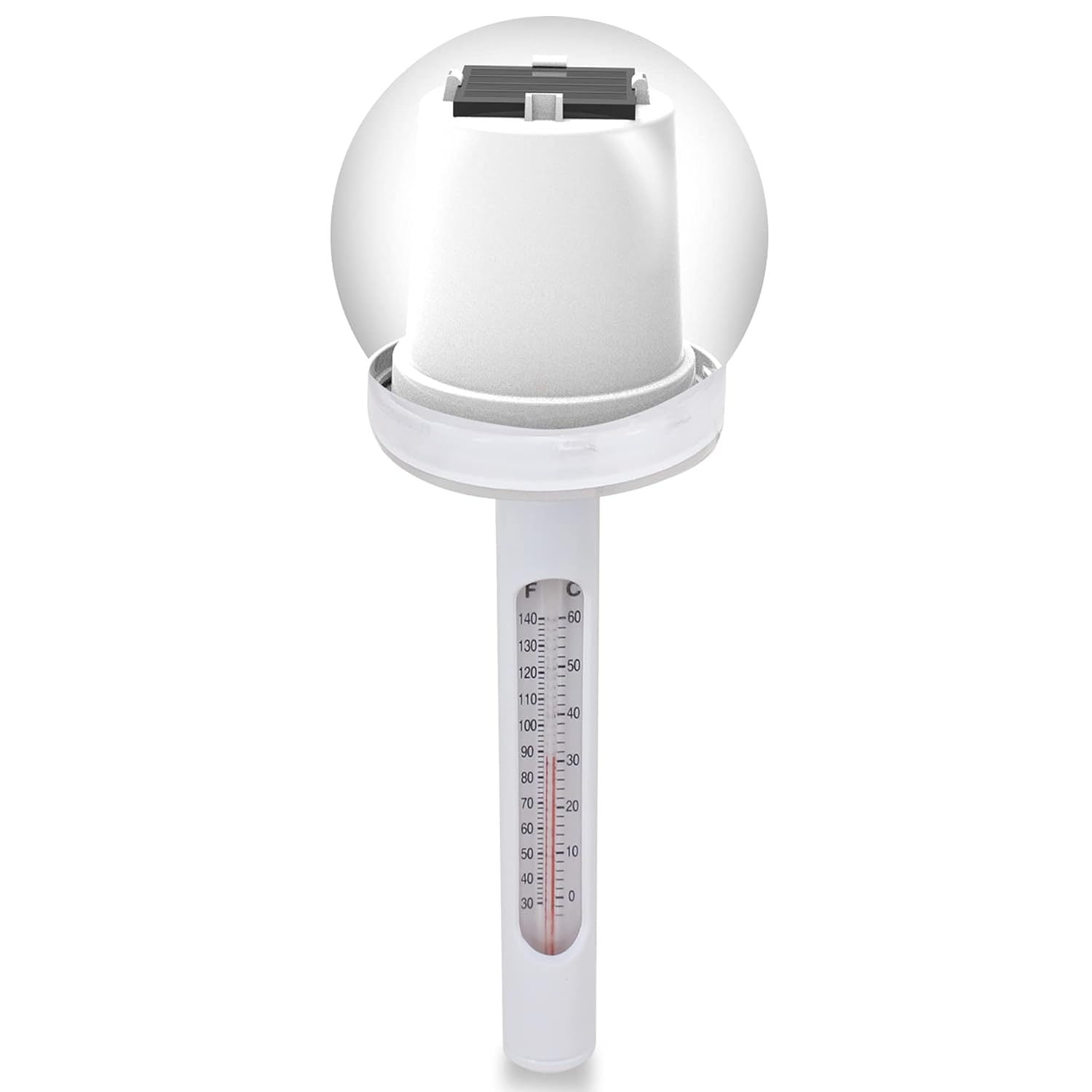 Floating Pool Thermometer w/LED Light - Solar Auto Light-Up Torch Globe ...