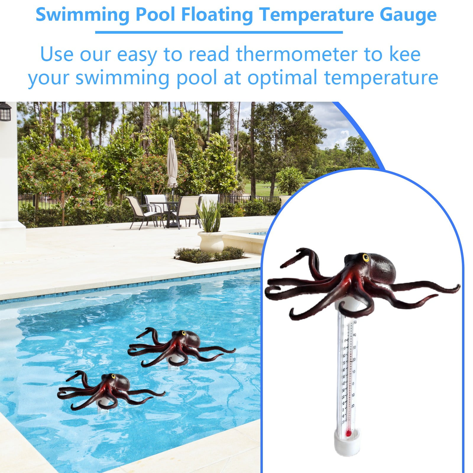 Floating Poop Pool Thermometer,Funny Floating Poop Pools Thermometer,Octopus Shape Prank Water ...