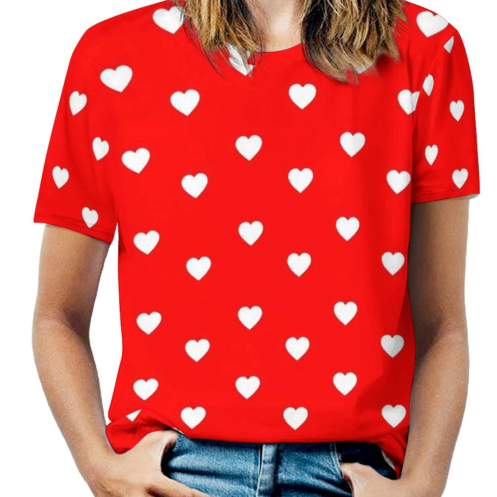 Floating Purple Hearts T-Shirt O Neck Oversized T-Shirts Short Sleeve ...
