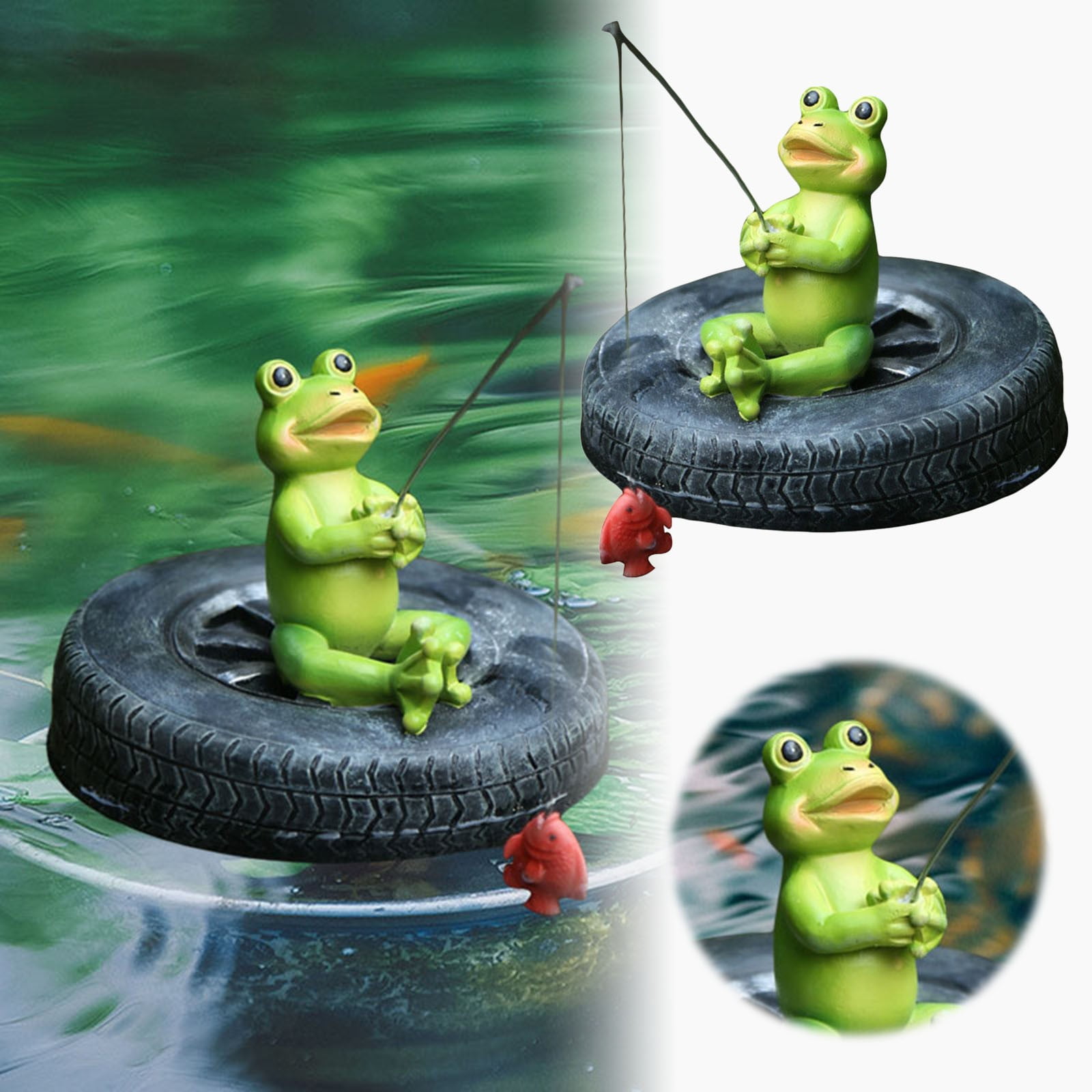 Floating Resin Frog Figurine Pond Decor Statue Outdoor Accessories Float Frog Funny Craft Animal ...