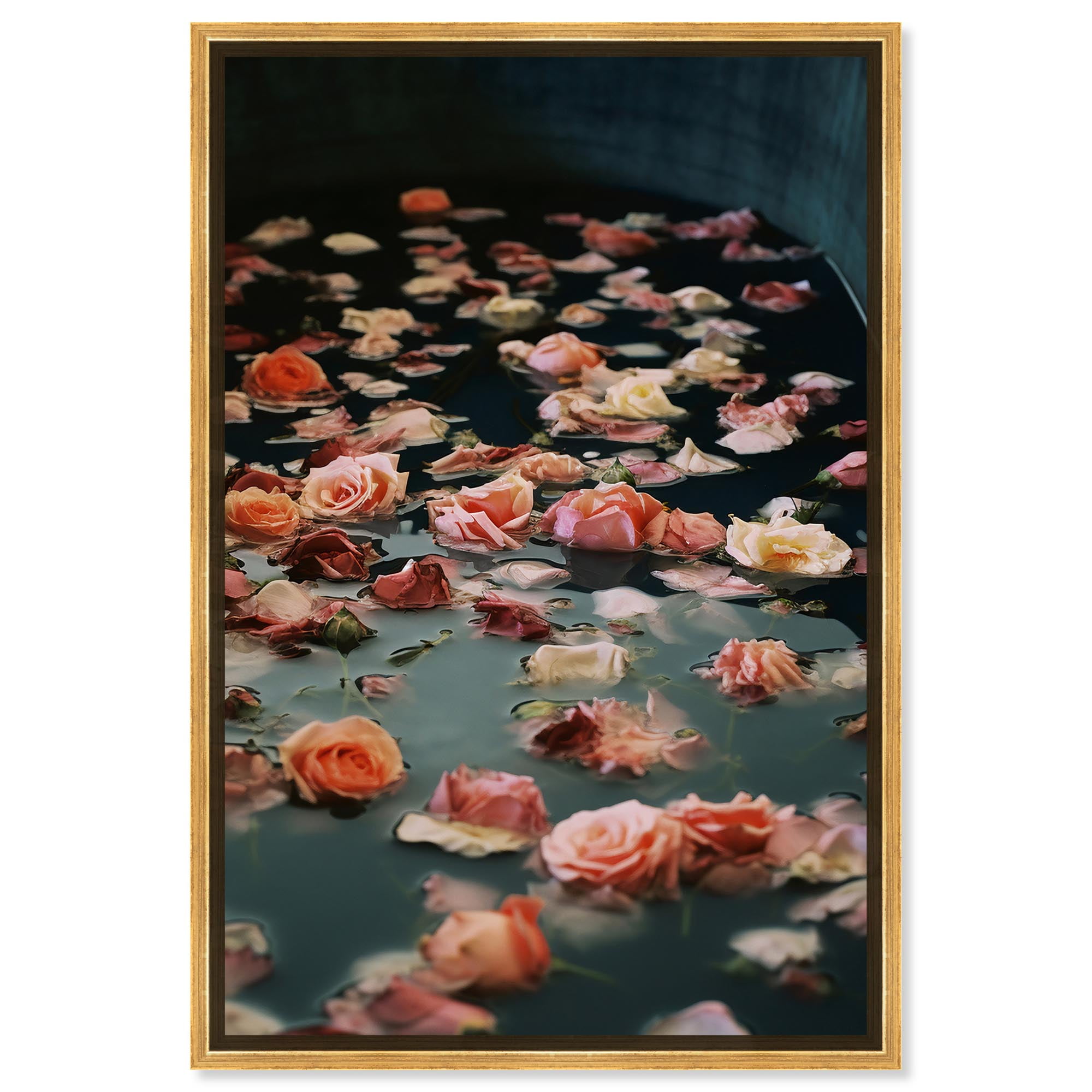 Floating Roses Canvas Miami Inspired Art Prints by Art Remedy, Gold ...
