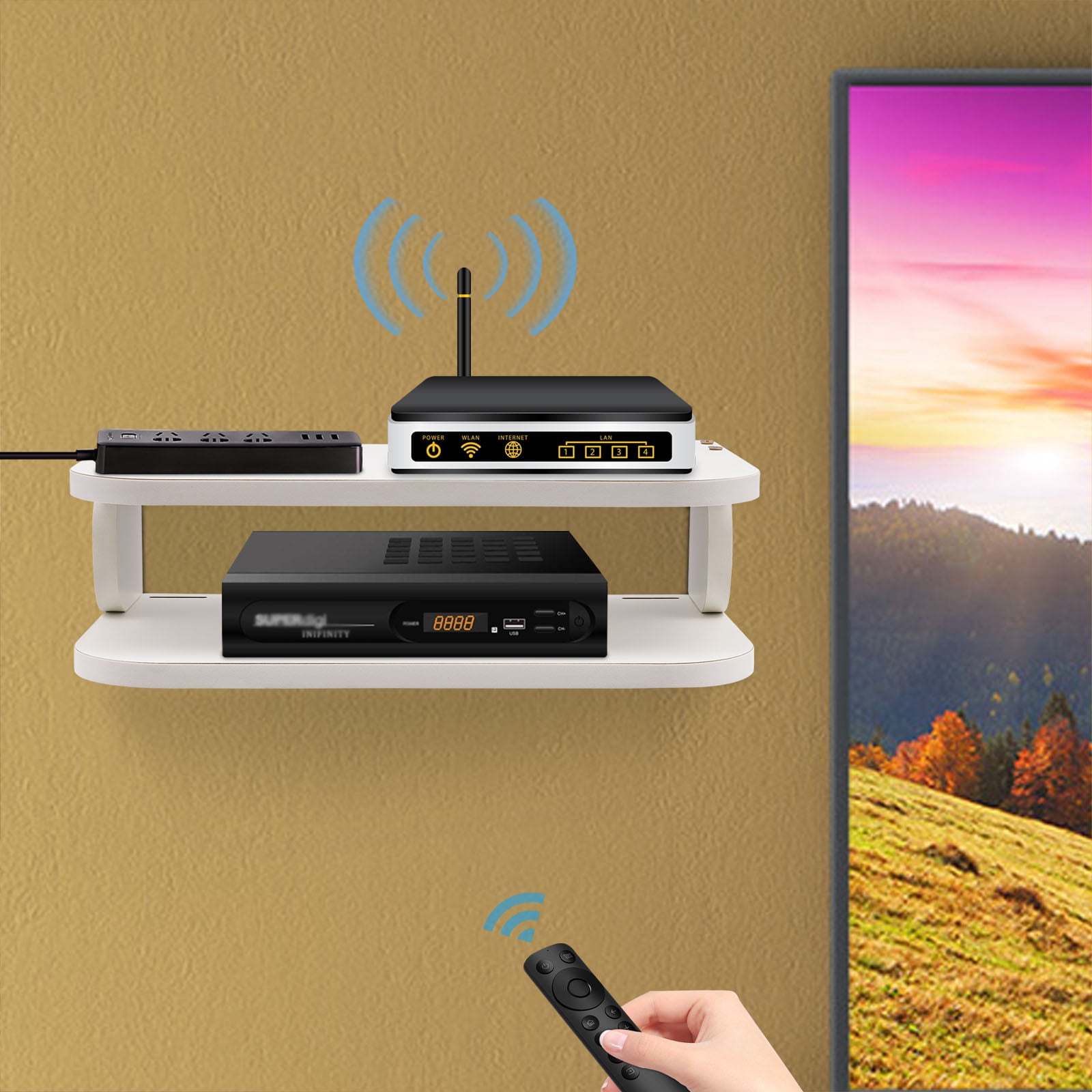 Floating Router Shelf Wall Mounted Set-top Box TV Components Storage ...
