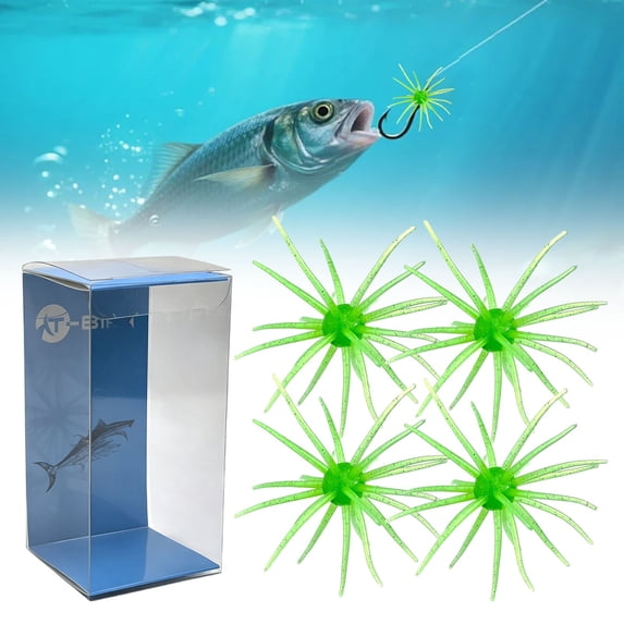 Floating Sea Urchin Lure, 4 Pack TPR Tentacle Bait, Dual Size Bass ...