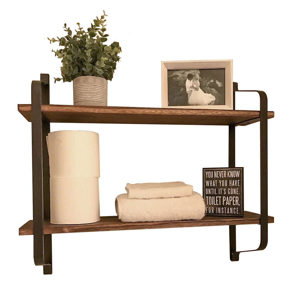 Floating Shelf 2-Tier Wall Shelf Industrial Decorative Hanging Kitchen ...