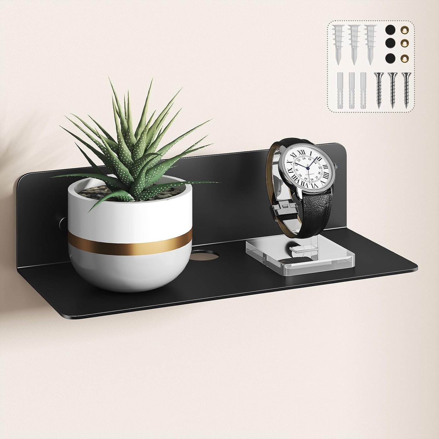 Floating Shelf 9 Inch Metal Wall Mounted Set of 1 Black - Easily Expand ...