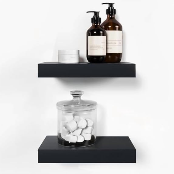 Floating Shelf Black 12 inch, High End Solid Real Wood Small 12inch ...