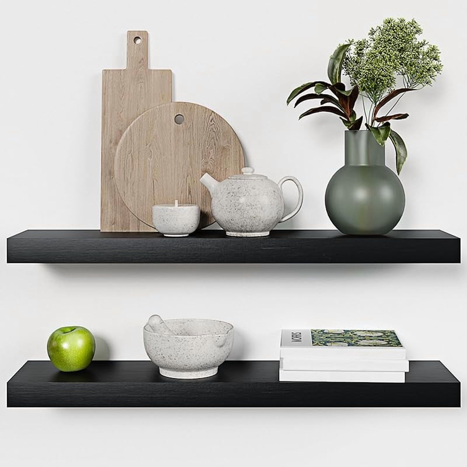 Floating Shelf Black 12 inch, High End Solid Real Wood Small 12inch ...