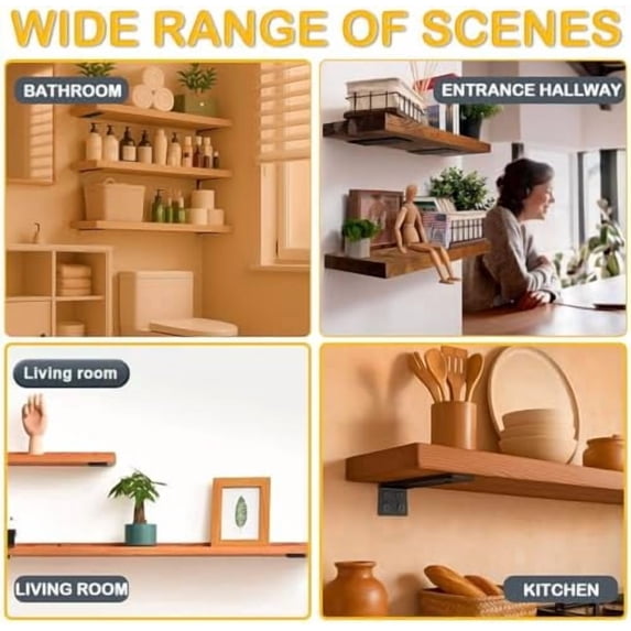 Floating Shelf Bracket 8 Inch of 6 Pack Heavy Duty Shelf Brackets Black ...