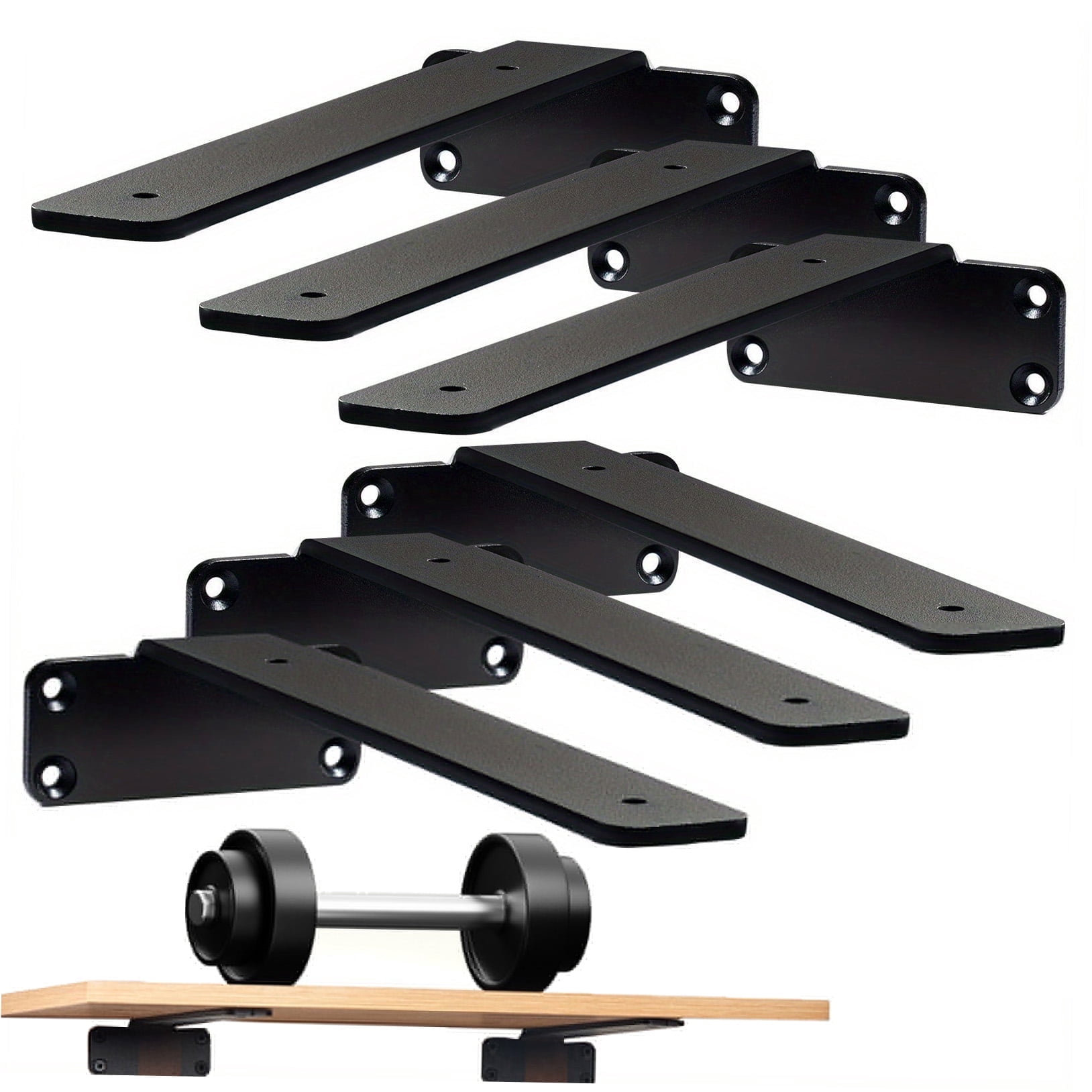 Heavy Duty Floating Shelf Brackets 6 Inch - 6 Pack Black Metal L ...