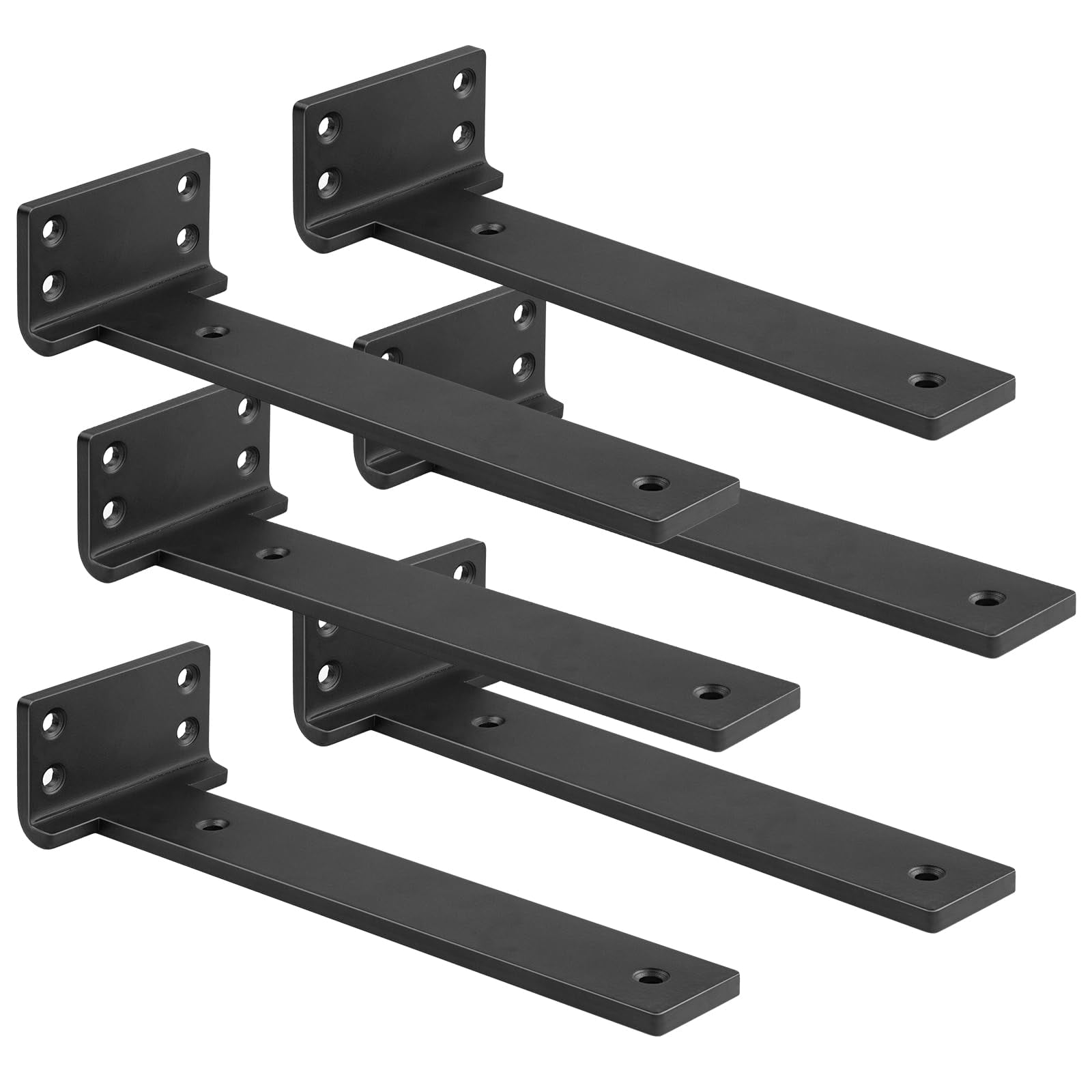 Floating Shelf Brackets 6 inch 8 Pack L Brackets for Shelves Black ...