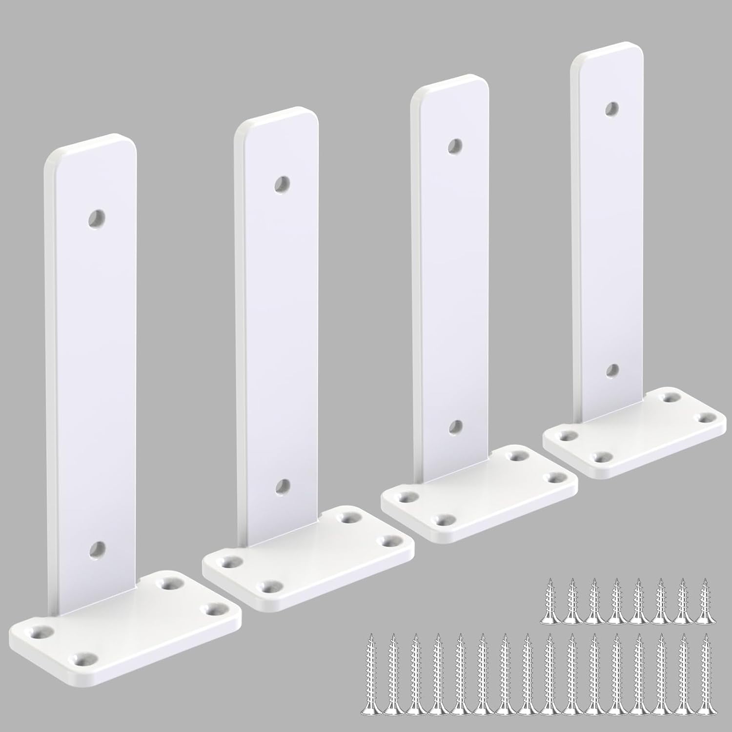 Floating Shelf Brackets upgraded, 8 inch, White Heavy Duty Iron Shelf ...