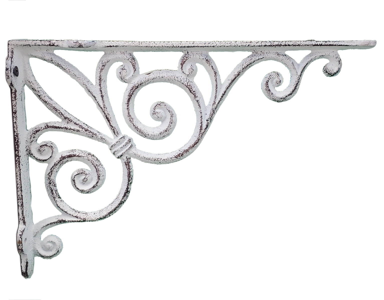 Floating Shelf Cast Iron Wall Bracket Ribbon Fleur De Lis Distressed ...