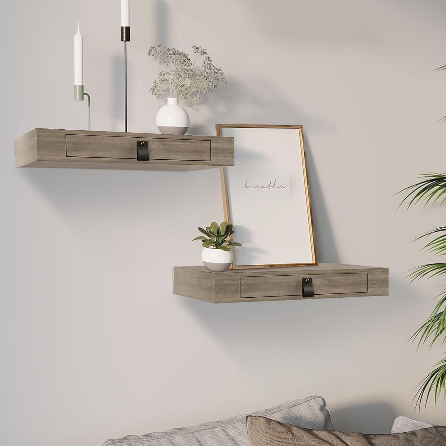 Floating Shelf with Drawer, Floating Nightstand for Bedroom - 16” Wall ...
