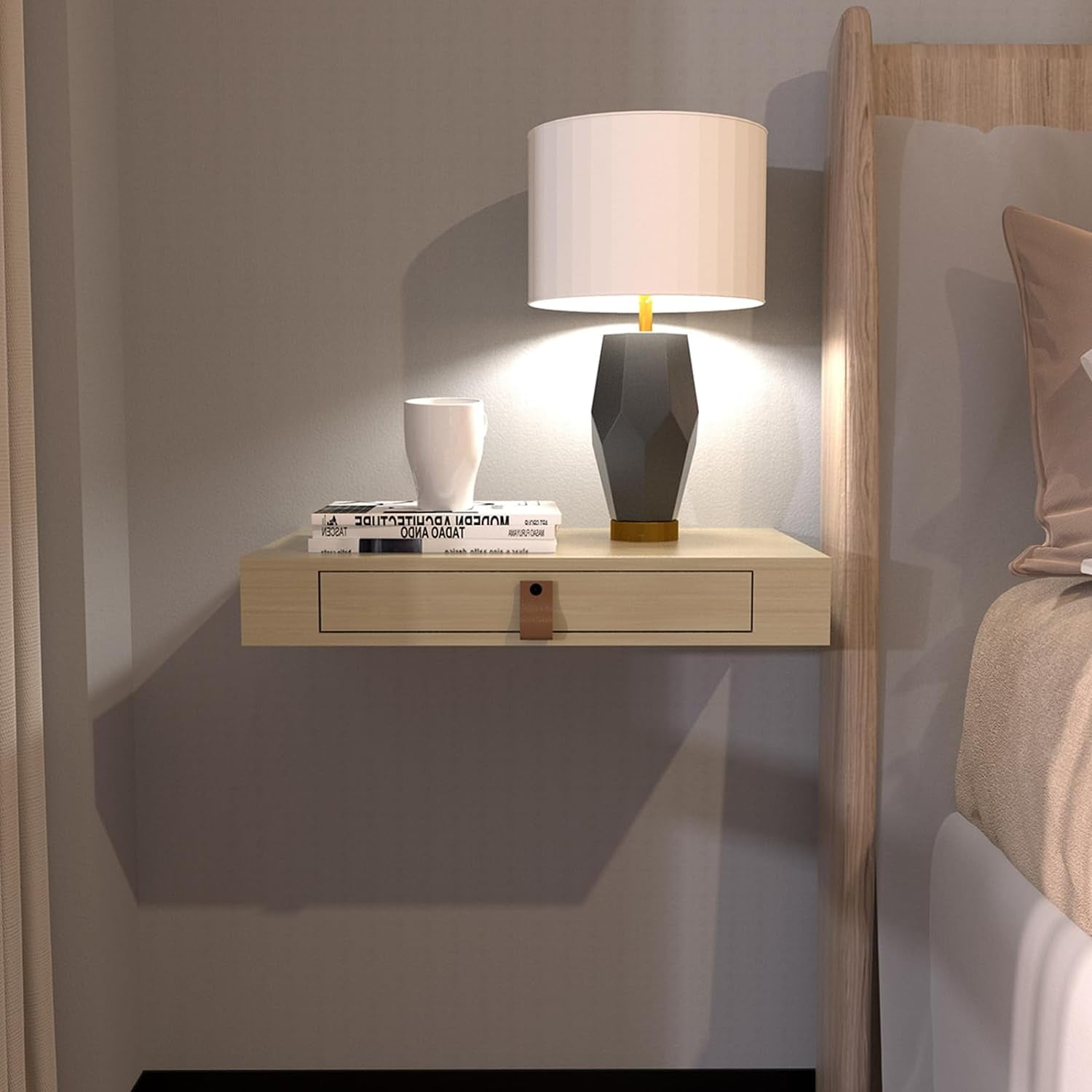 Floating Shelf with Drawer, Floating Nightstand for Bedroom - 16'' Wall ...