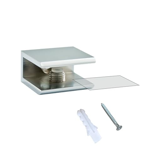 Floating Shelf , Square Clamps , Chrome, for Glass, Wood, Acrylic Wall ...