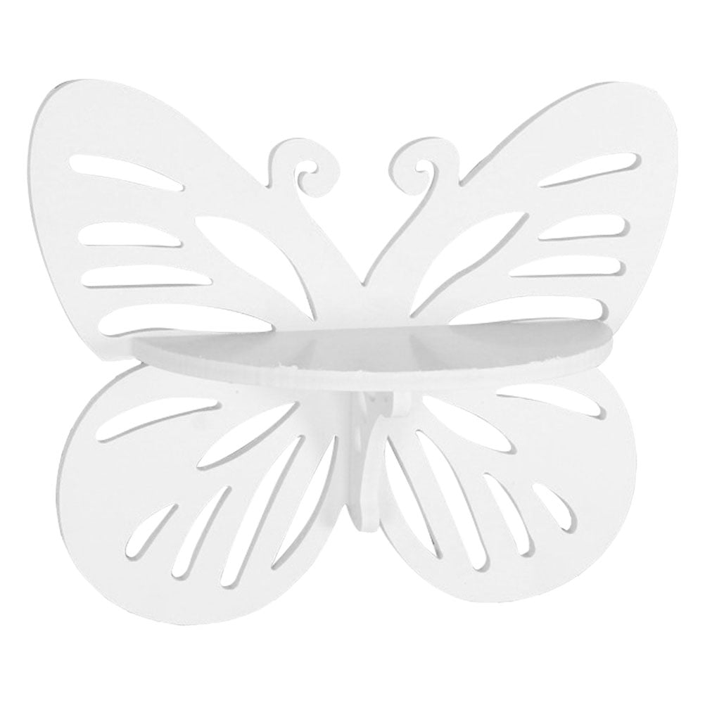 Raindrops White Plastic Floating Shelf for Storage Butterfly Shape Wall ...