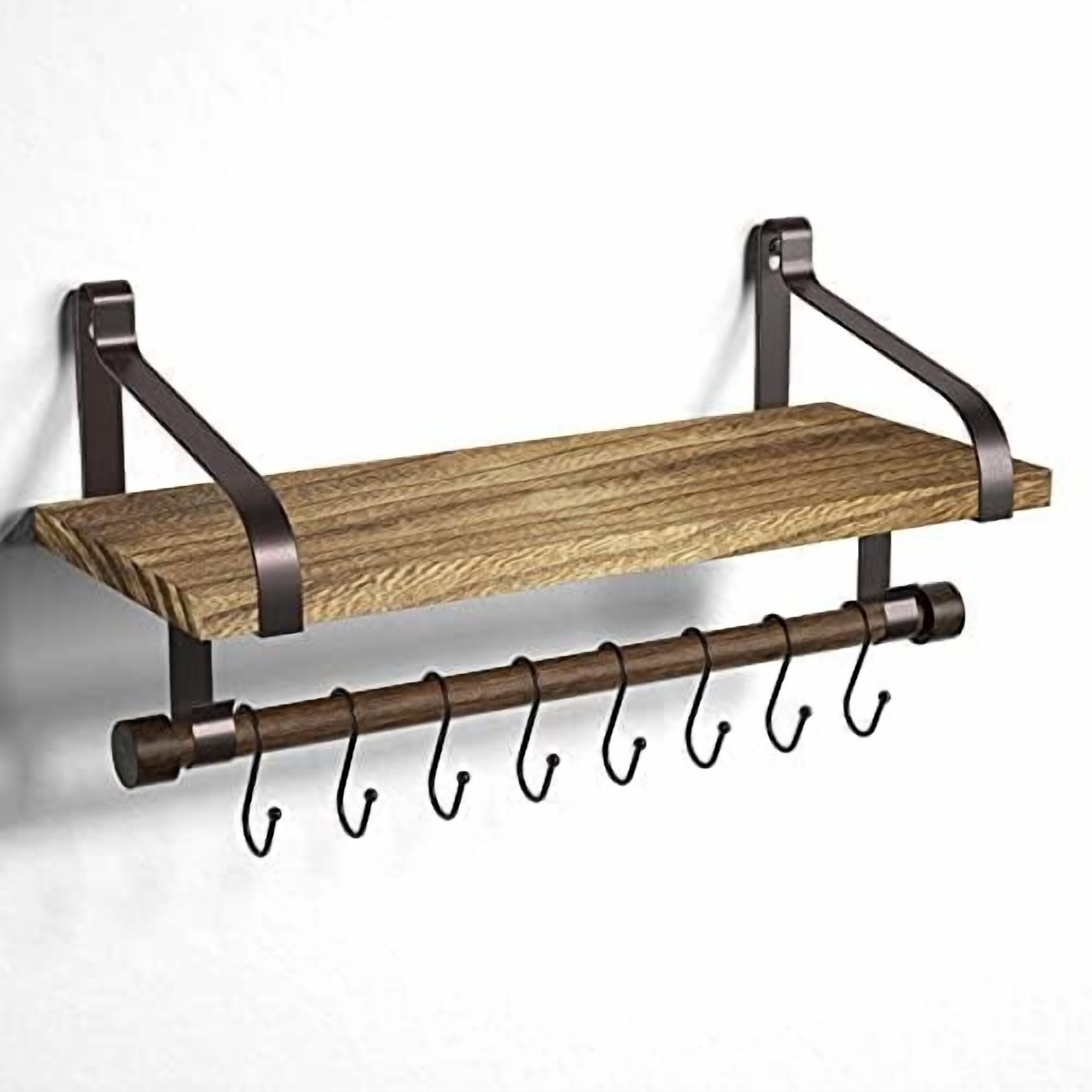 Floating Shelf Wall Shelf for Storage Rustic Wood Kitchen Spice Rack ...