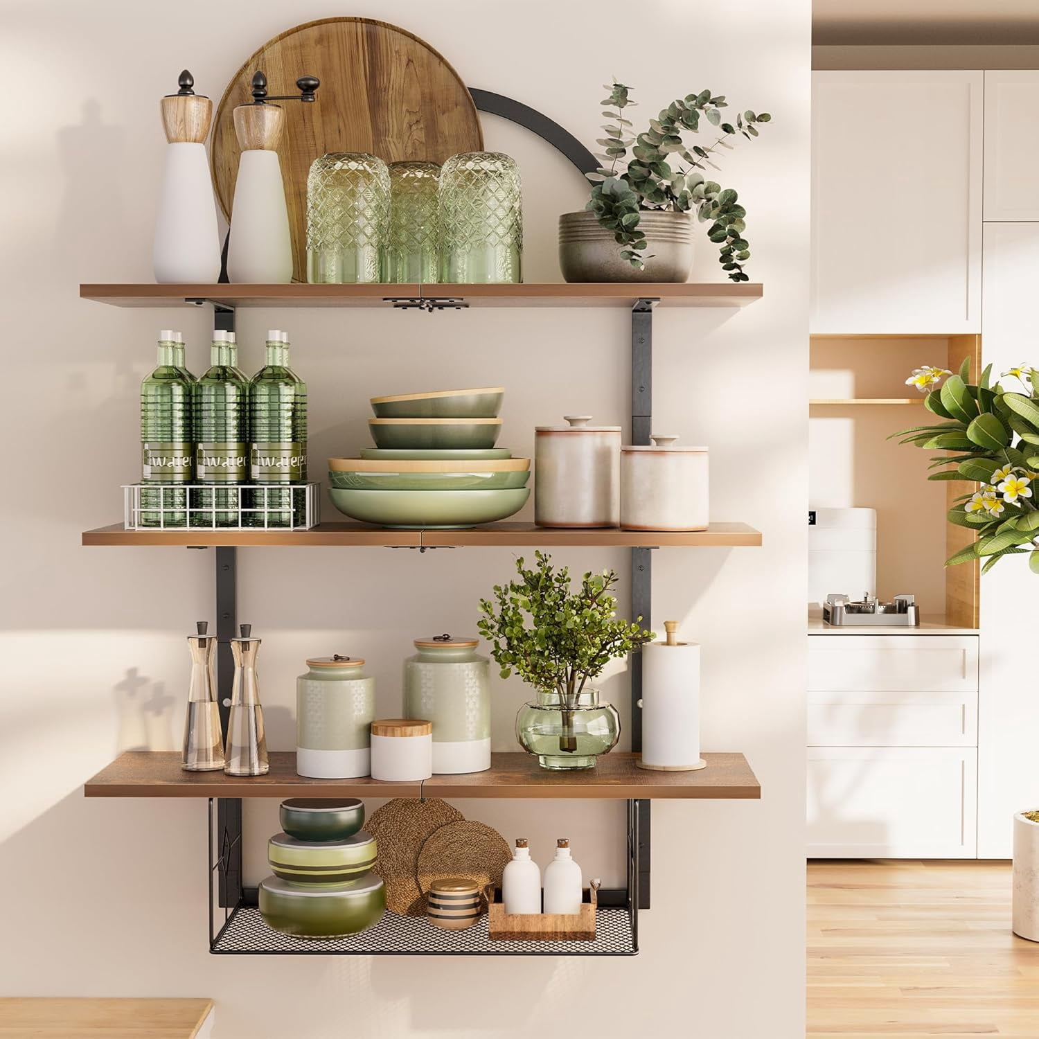 Floating Shelf for Wall- 24" 3+1 Tier Bathroom Floating Shelves with ...