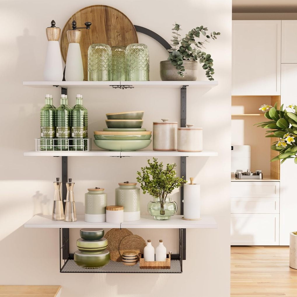 Floating Shelf for Wall - 3 Tier 24 Inch Floating Shelf with Basket for ...