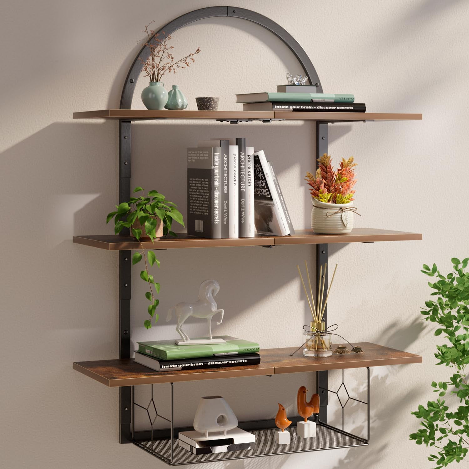 Floating Shelf for Wall- 31.5"x 24" 3+1 Tier Floating Shelves with ...