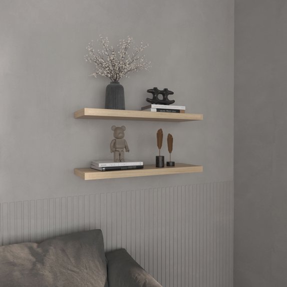 Floating Shelves 1.50" H, 2 Shelves, Light Pine - Walmart.com