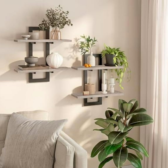 Floating Shelves, 15 Inch Wall Shelf Set of 2, Wall Mounted Storage ...