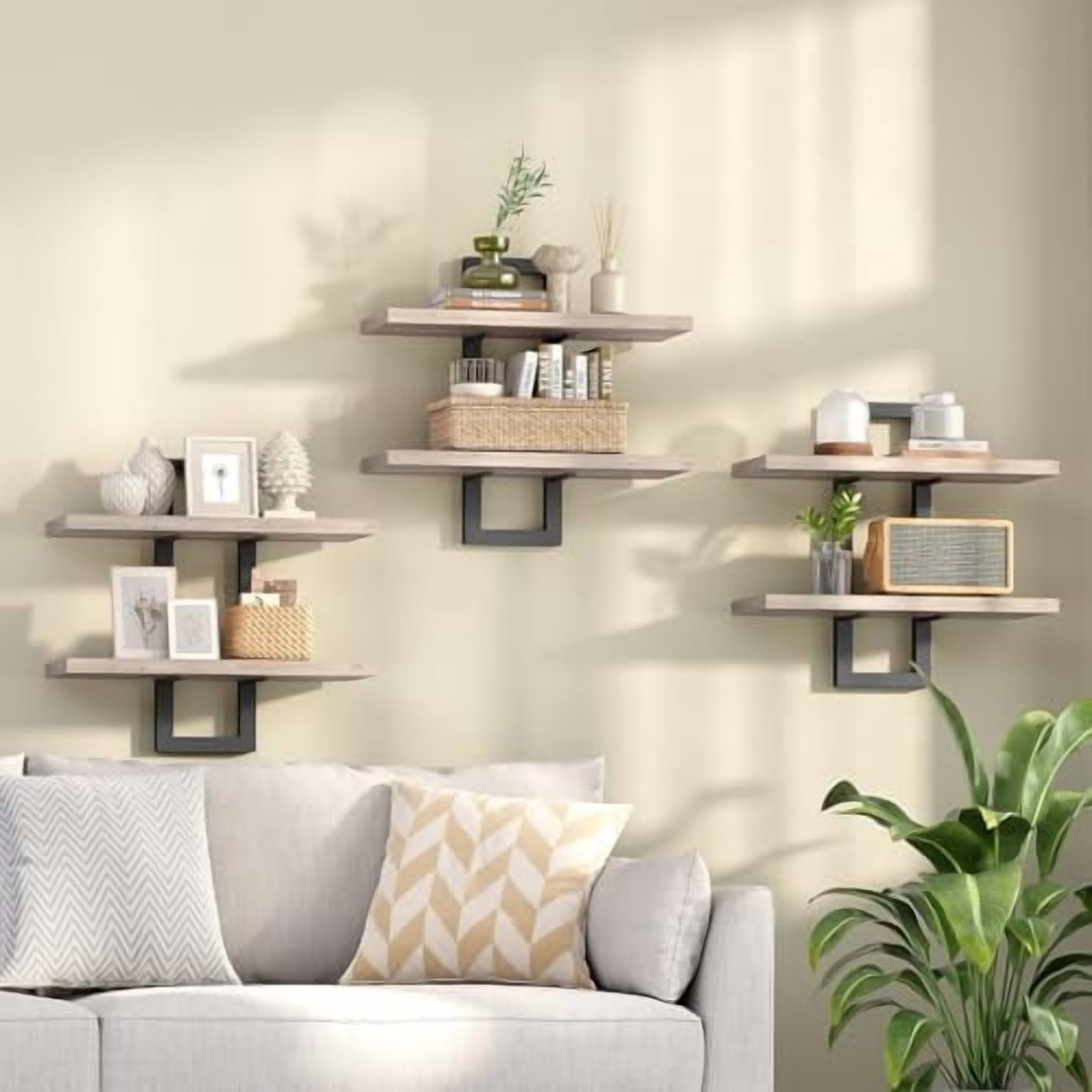 Floating Shelves, 15 Inch Wall Shelf Set of 2, Wall Mounted Storage ...