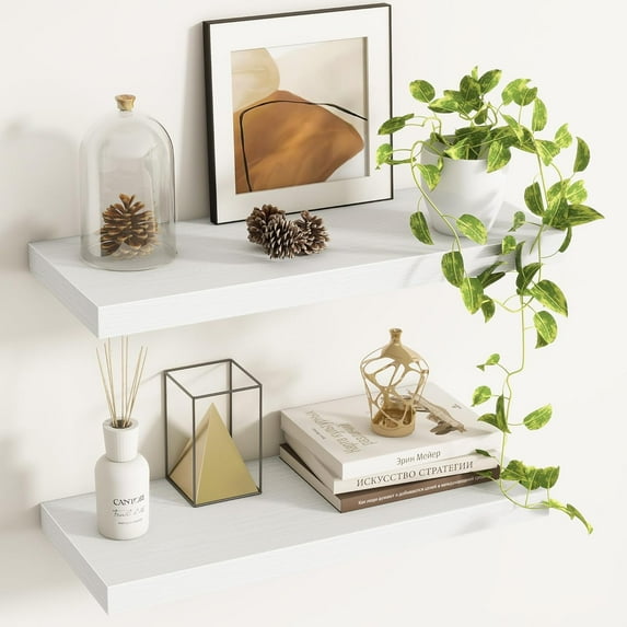 Floating Shelves - 2 Pack 9.3 Inch Deep Rustic Wooden Wall Shelves ...