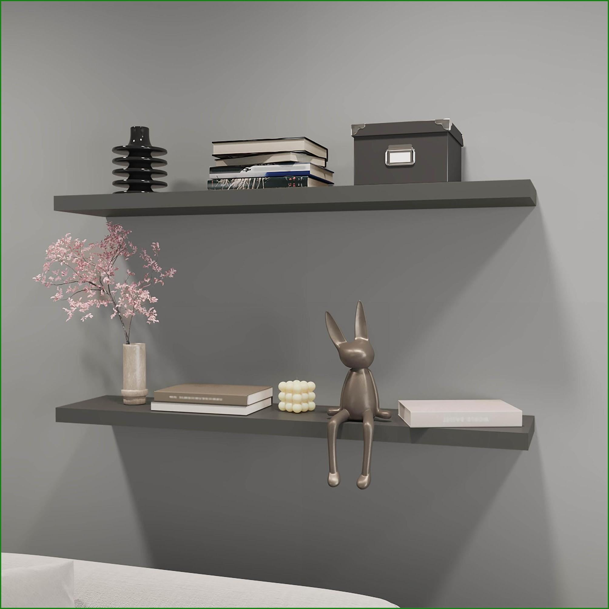 Floating Shelves 2-Pack, Modern Matte Gray Melamine | Primary Living ...