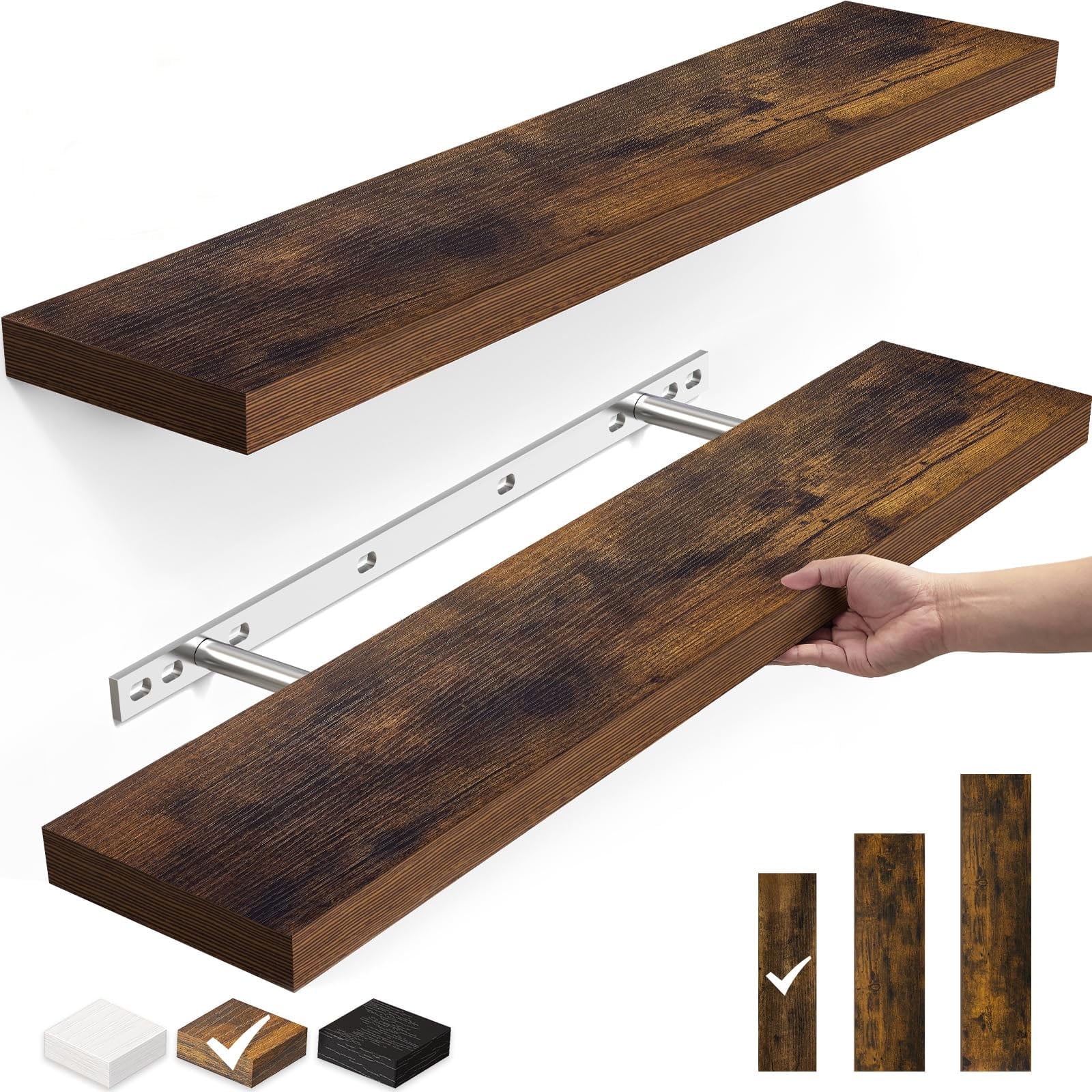 Floating Shelves, 22.5" Wall Mounted Wood Shelves for Bathroom, Bedroom ...
