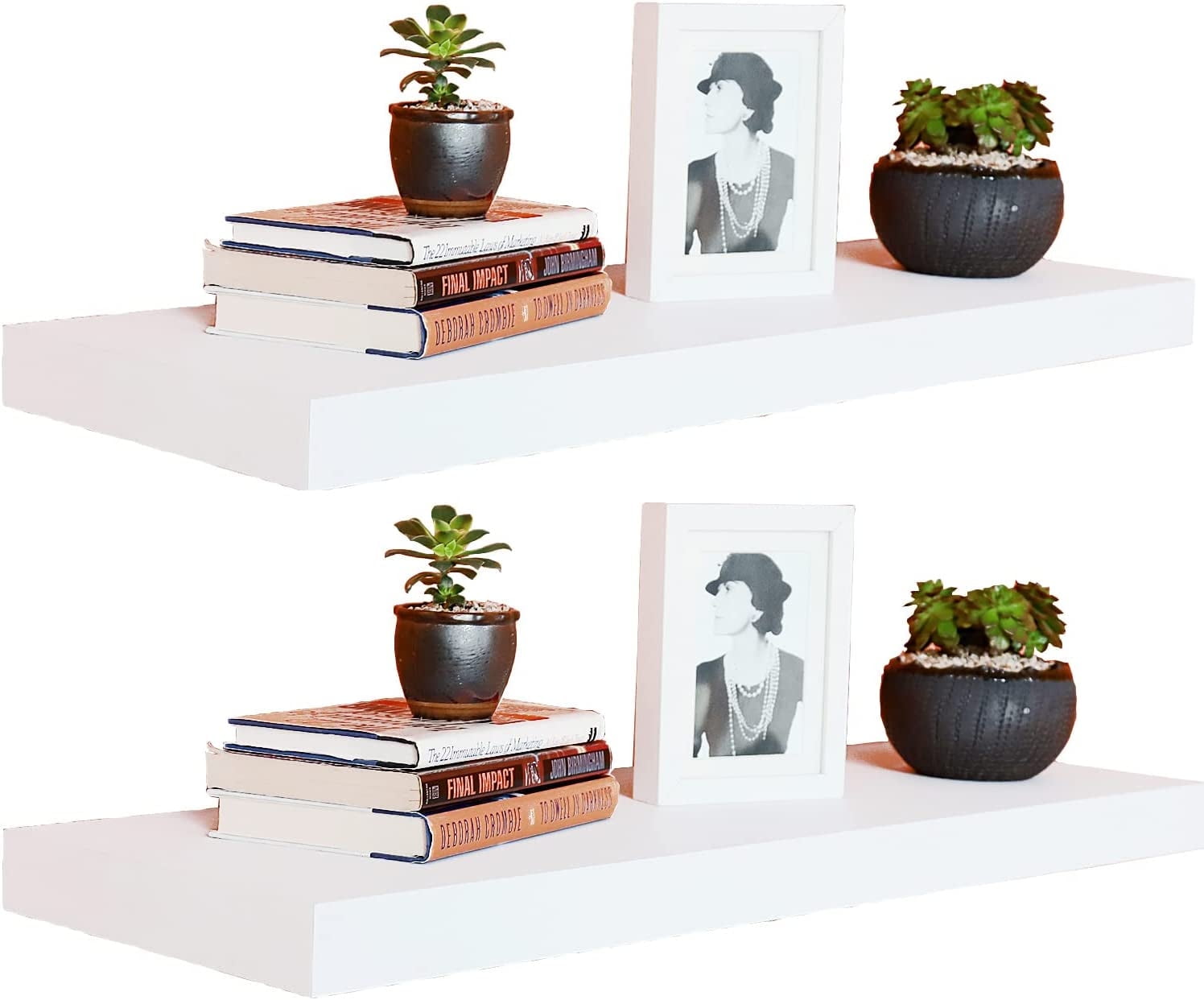 Floating Shelves 24 x 12 x 2 inches Set of 2,Large Wide Panel Hanging ...