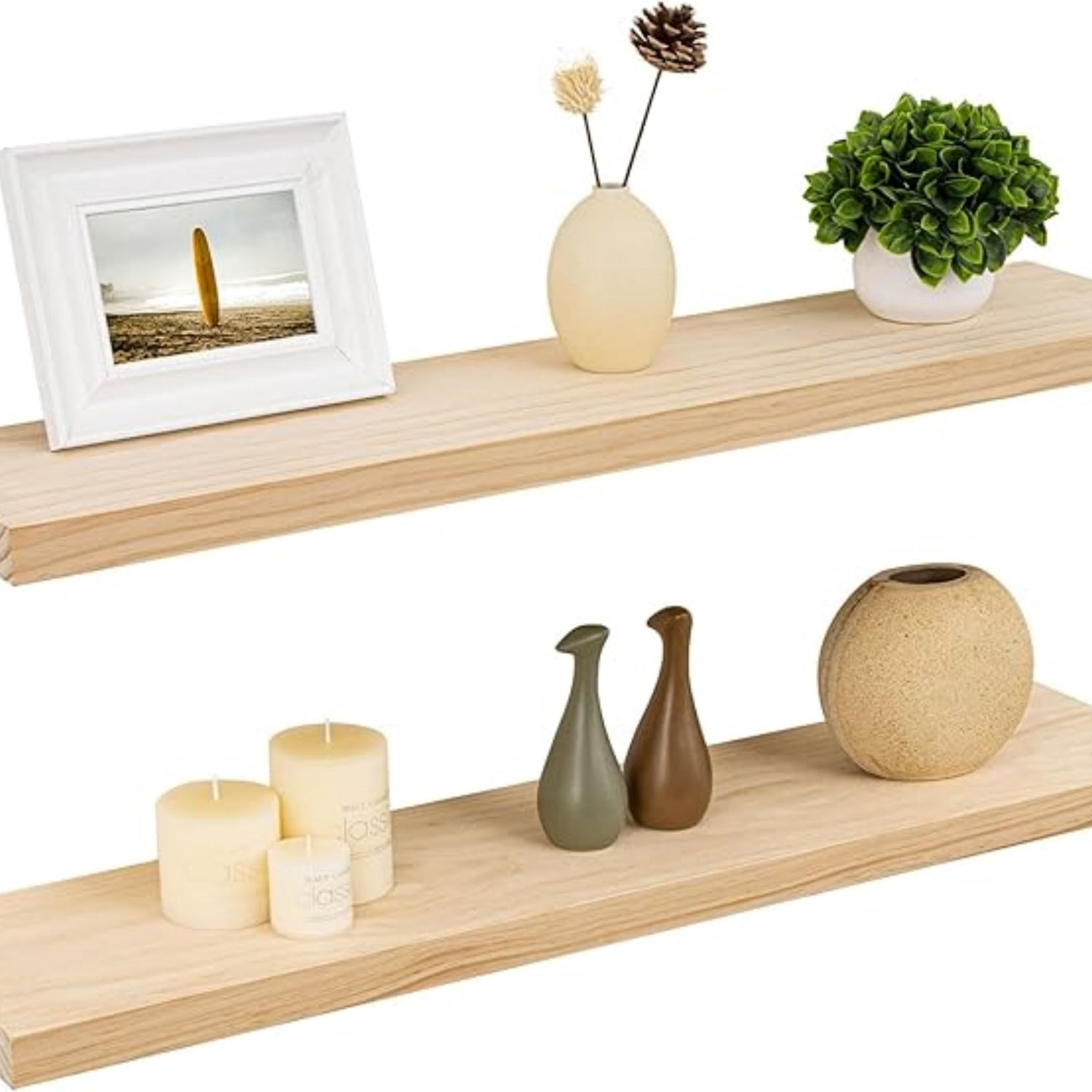 Floating Shelves 36 Inches Long - 8 Inch Deep Rustic Solid Pine Wood ...