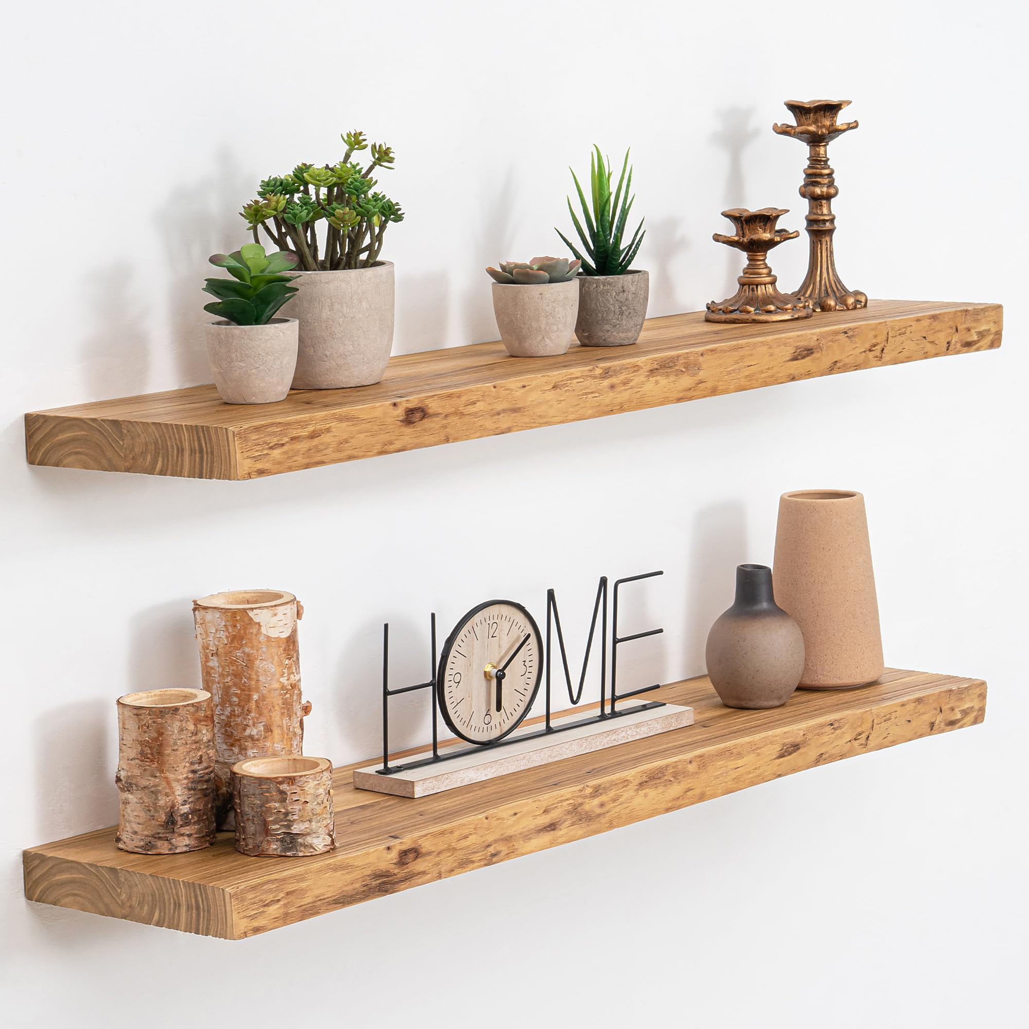 Floating Shelves, 8" Deep Rustic Solid Wood Wall Mounted Floating ...