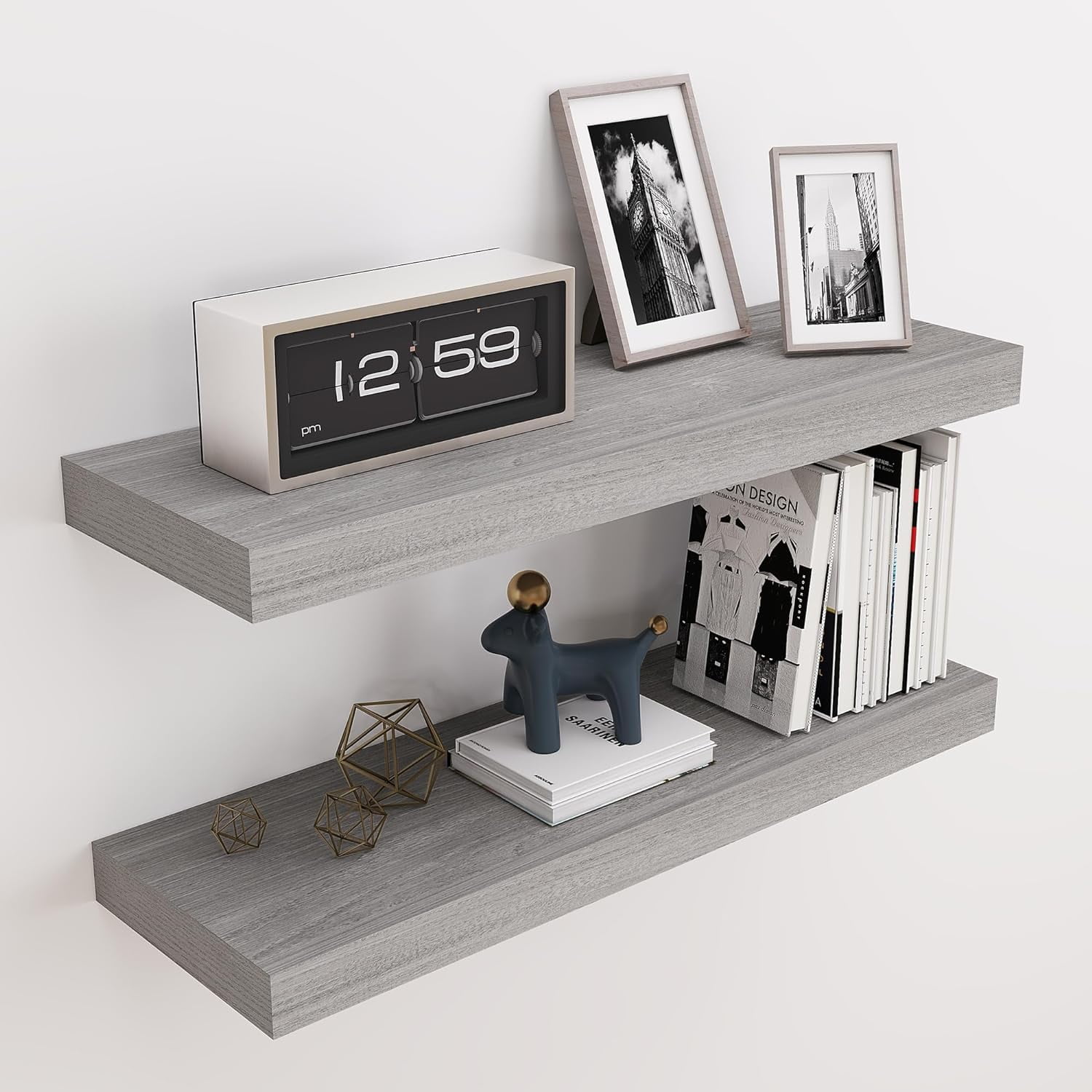 Floating Shelves, 8 Inch Deep Rustic Elm Wood Wall Shelves for Storage ...