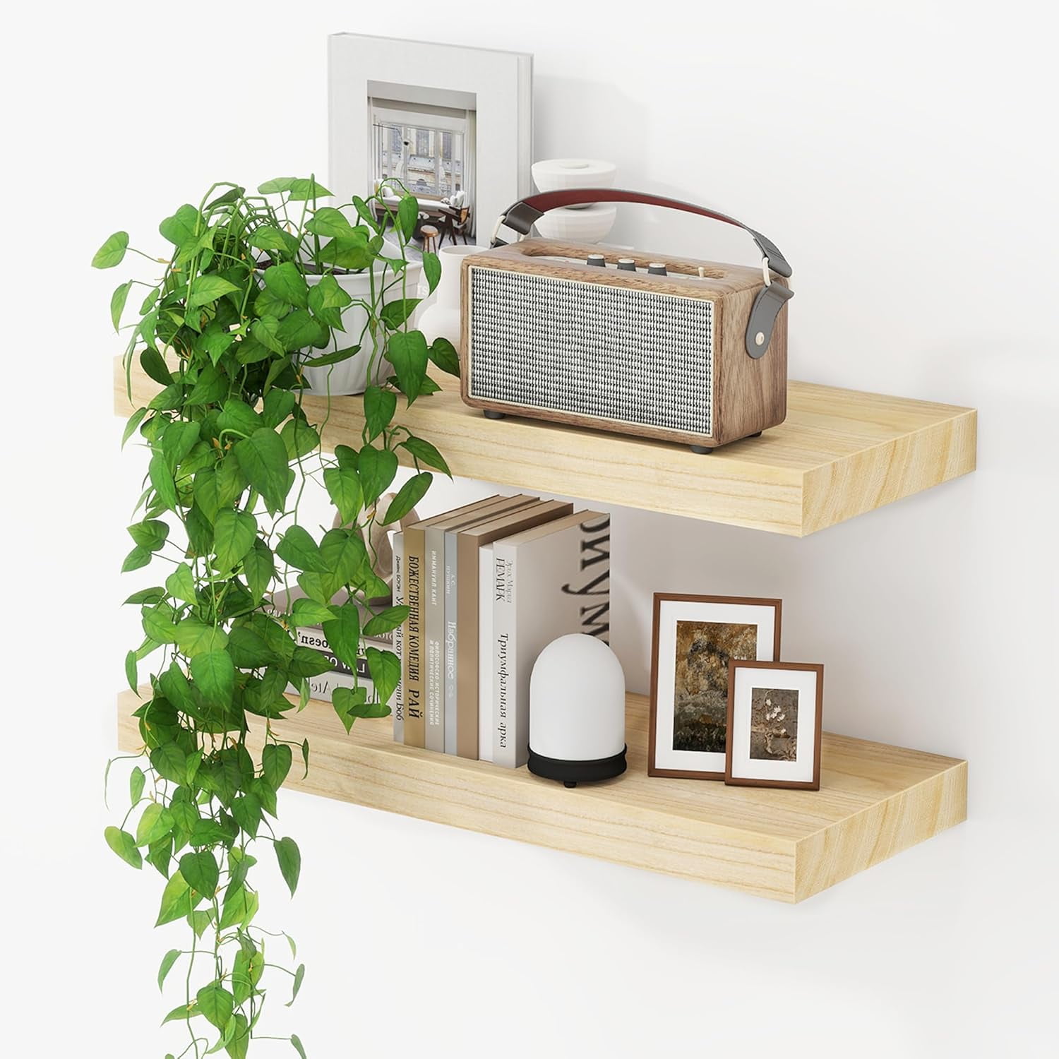 Floating Shelves, 9.3 Inch Deep Wall Floating Shelves, Solid Wood ...