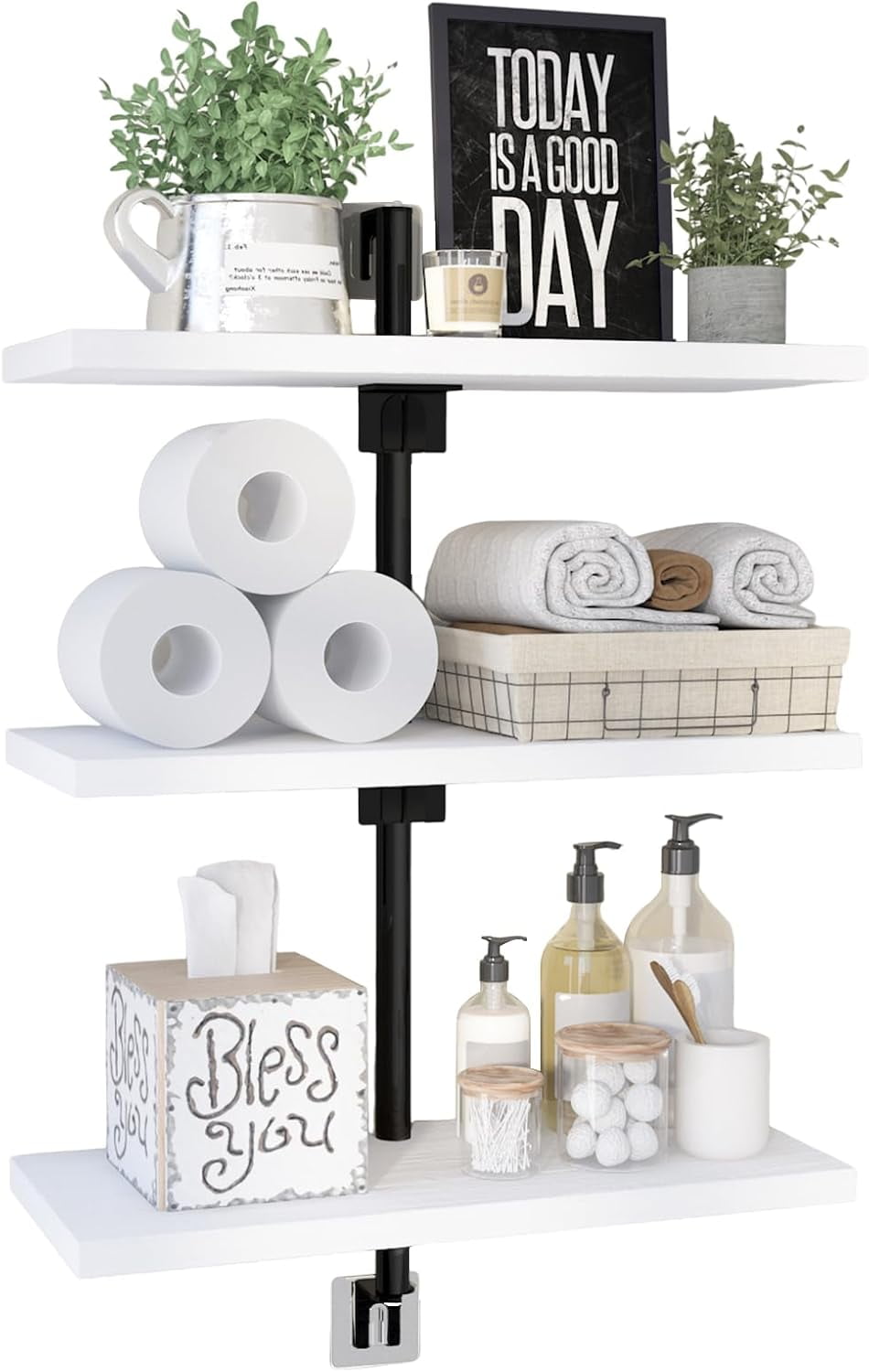 Floating Shelves Bathroom Wall Shelf: Adjustable Height Above Toilet ...