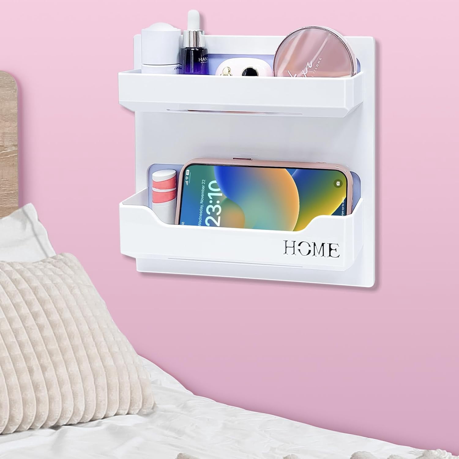 Floating Shelves for Bedside Shelf Accessories Organizer, Wall Mount ...