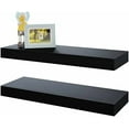 Floating Shelves, Black Wall Mounted Wooden Shelves with Invisible ...