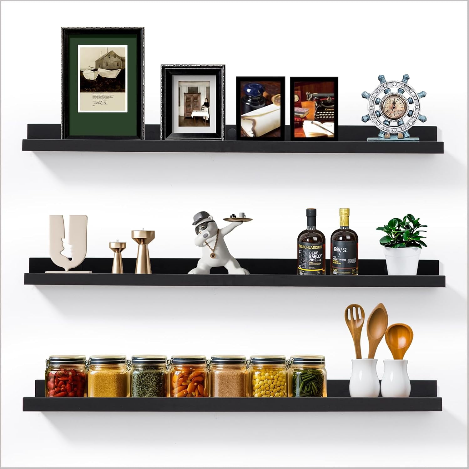 Floating Shelves Deep Walnut for Long Picture Ledge Shelf Photo Ledge ...