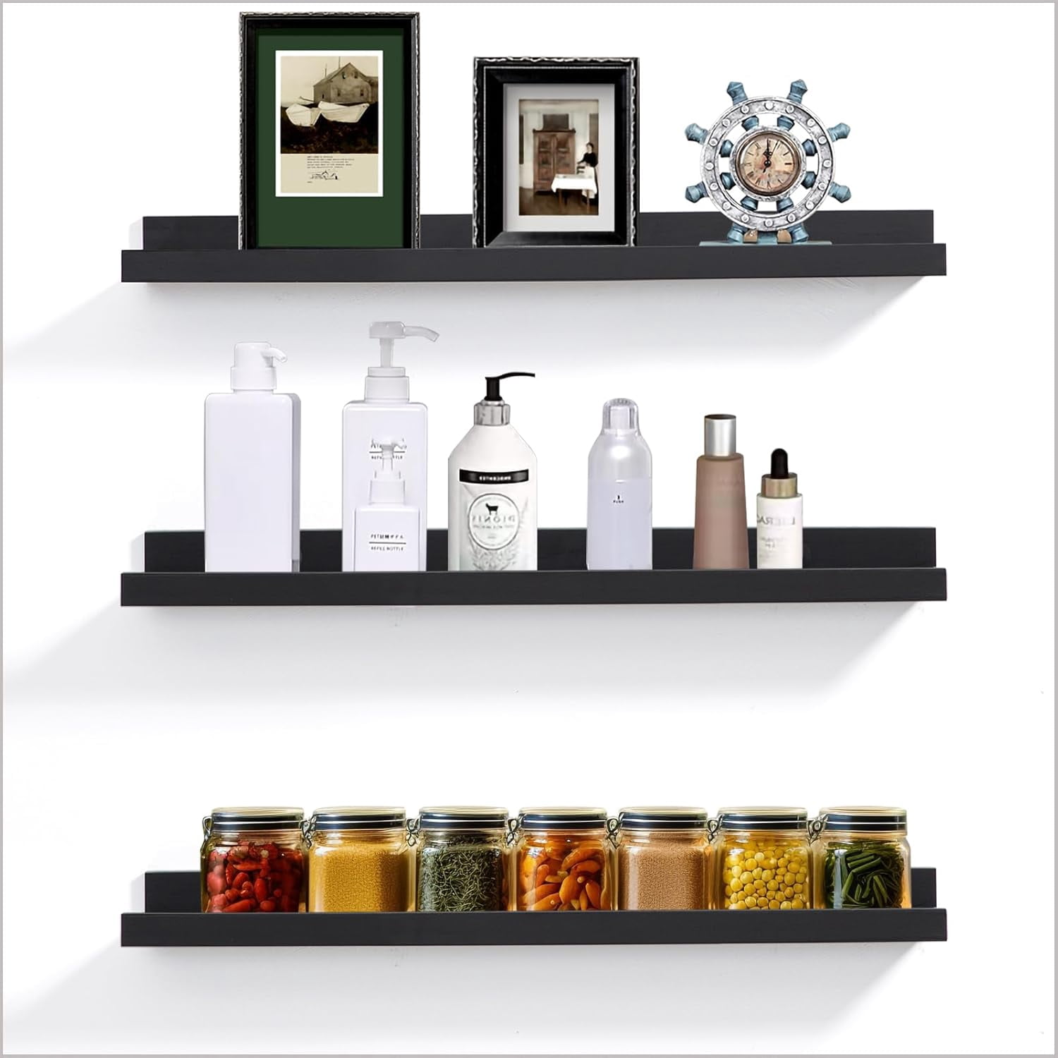 Floating Shelves Deep Walnut for Long Picture Ledge Shelf Photo Ledge ...