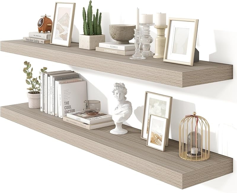 Floating Shelves,Extra Large and Thick Wood Shelves Mounted Storage ...