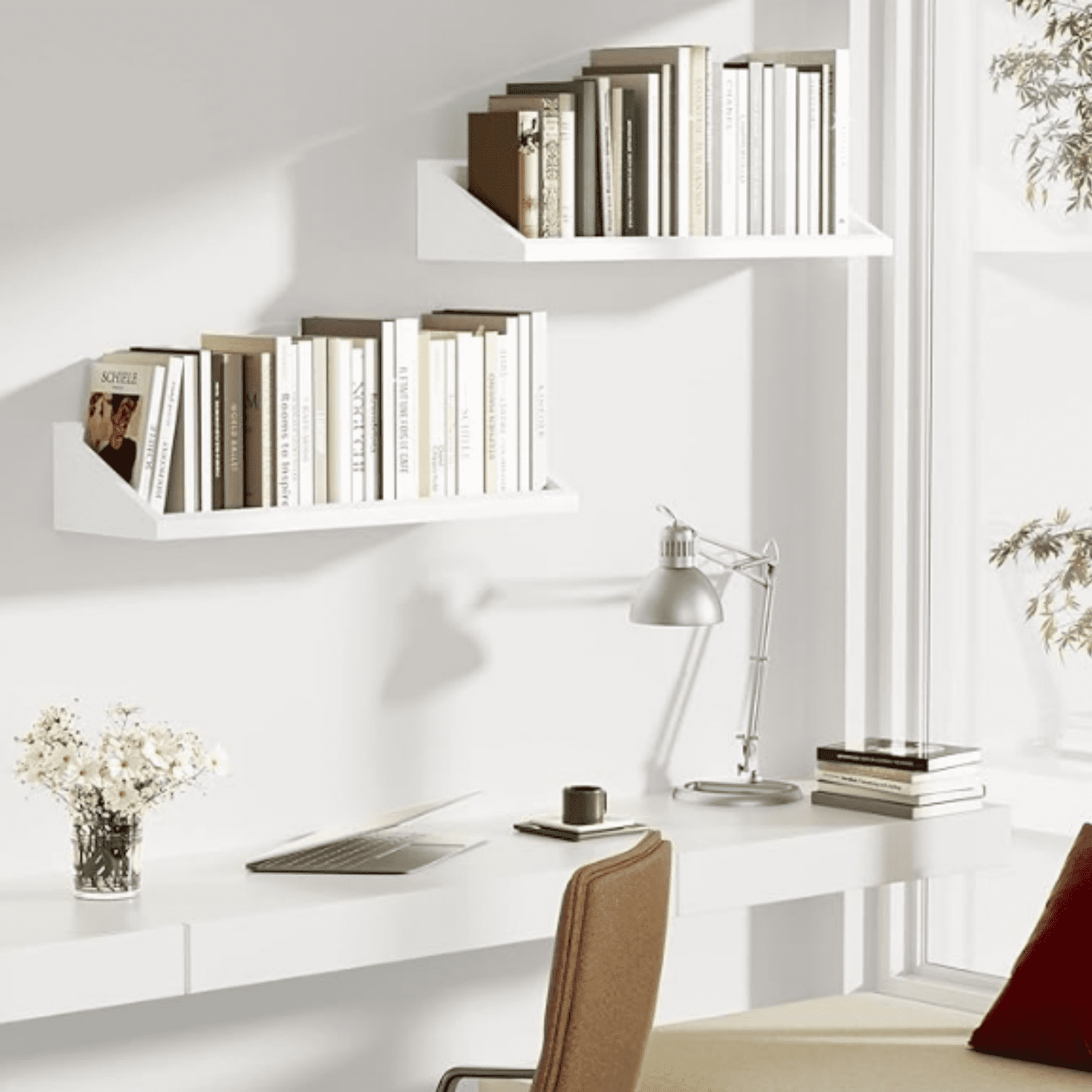 Floating Shelves Large Set of 2, 24 Inch Wide Wall Shelves Wood Shelves ...