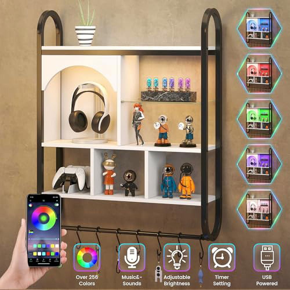 Floating Shelves with Lights, Led Shelves for Wall, Gaming Display ...