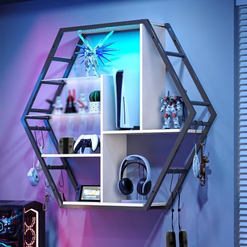 Floating Shelves with Lights, Led Shelves for Wall, Gaming Room Decor ...