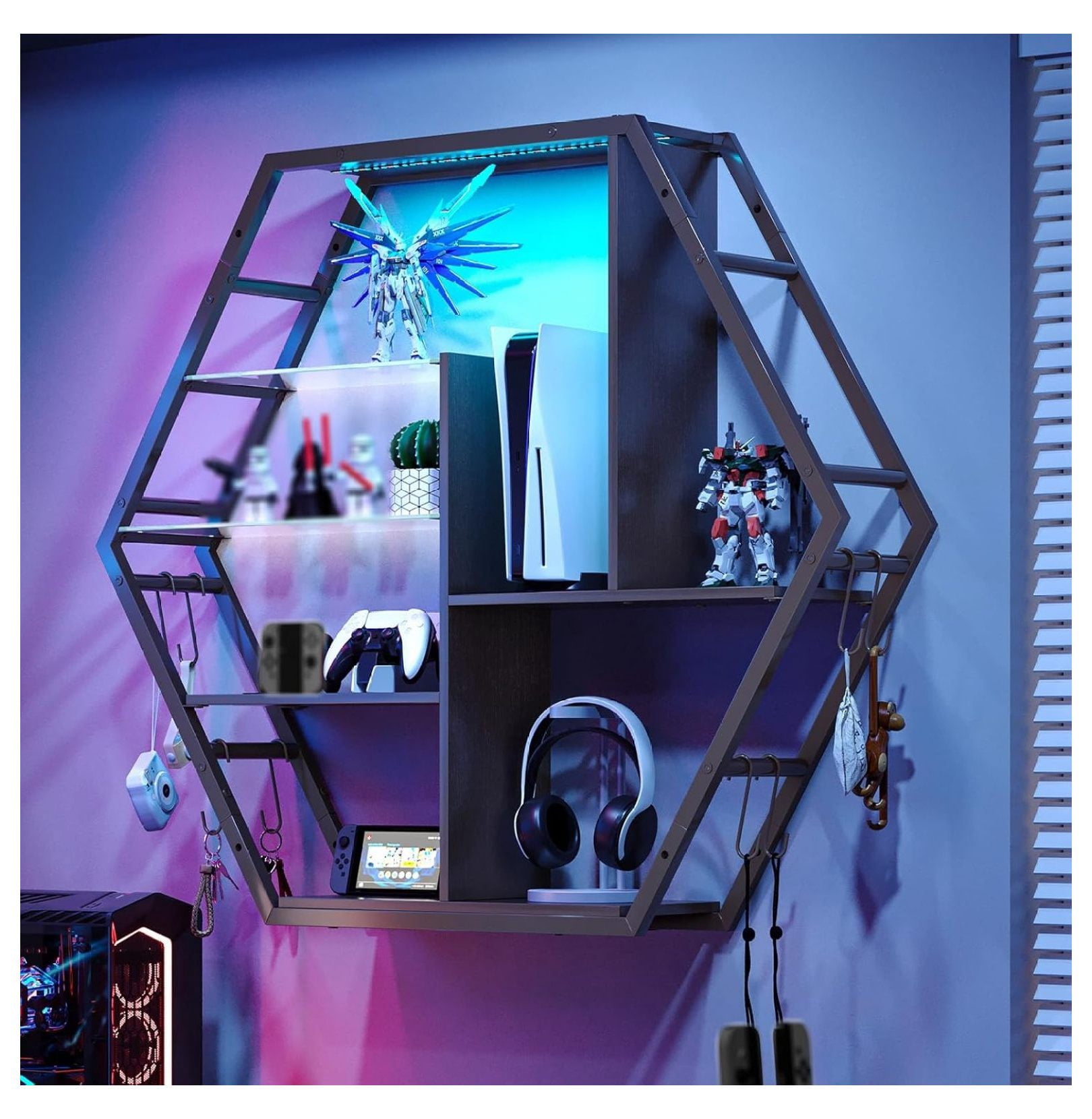 Floating Shelves with Lights, Led Shelves for Wall, Gaming Room Decor ...
