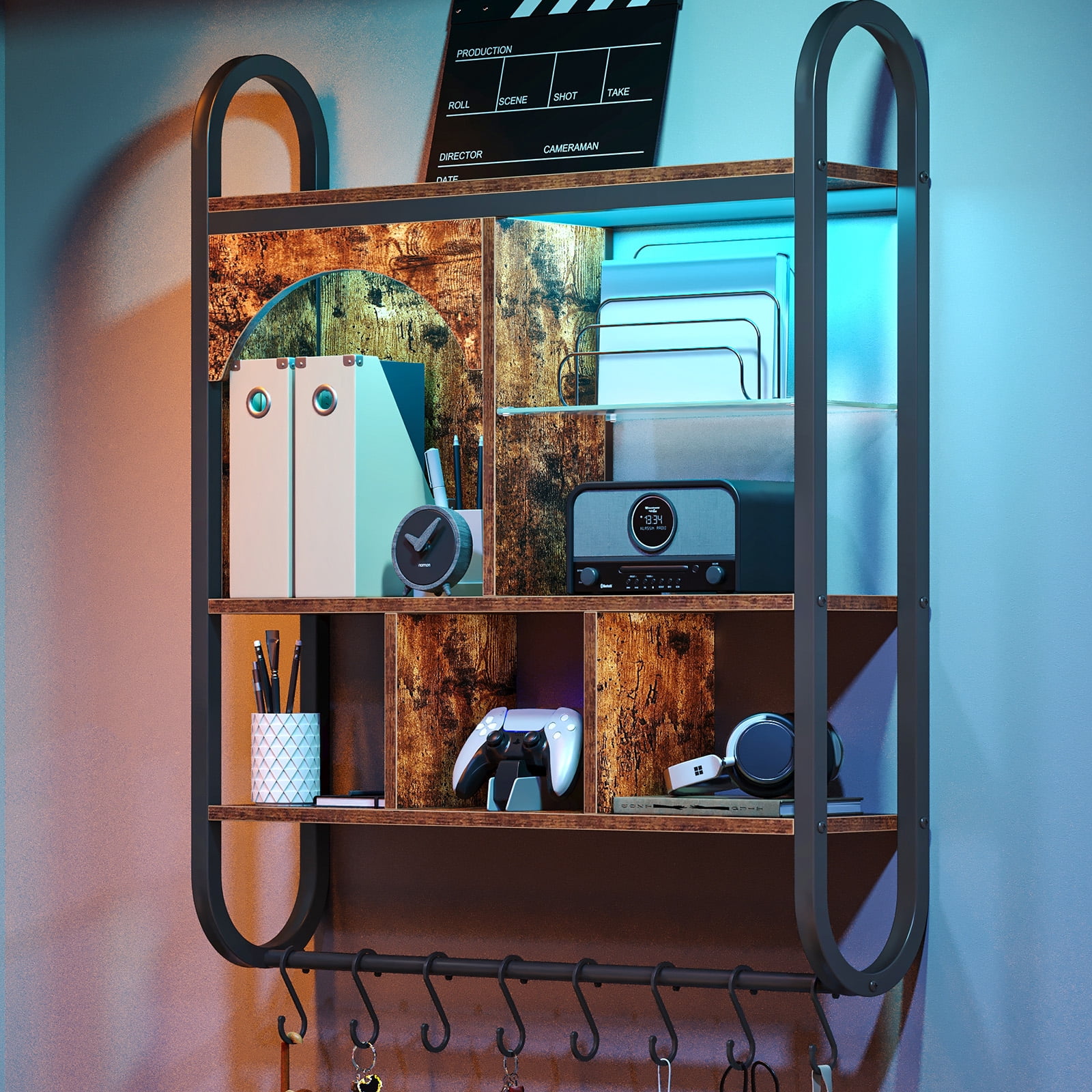 Floating Shelves with Lights, Led Shelves for Wall, Gaming Display ...