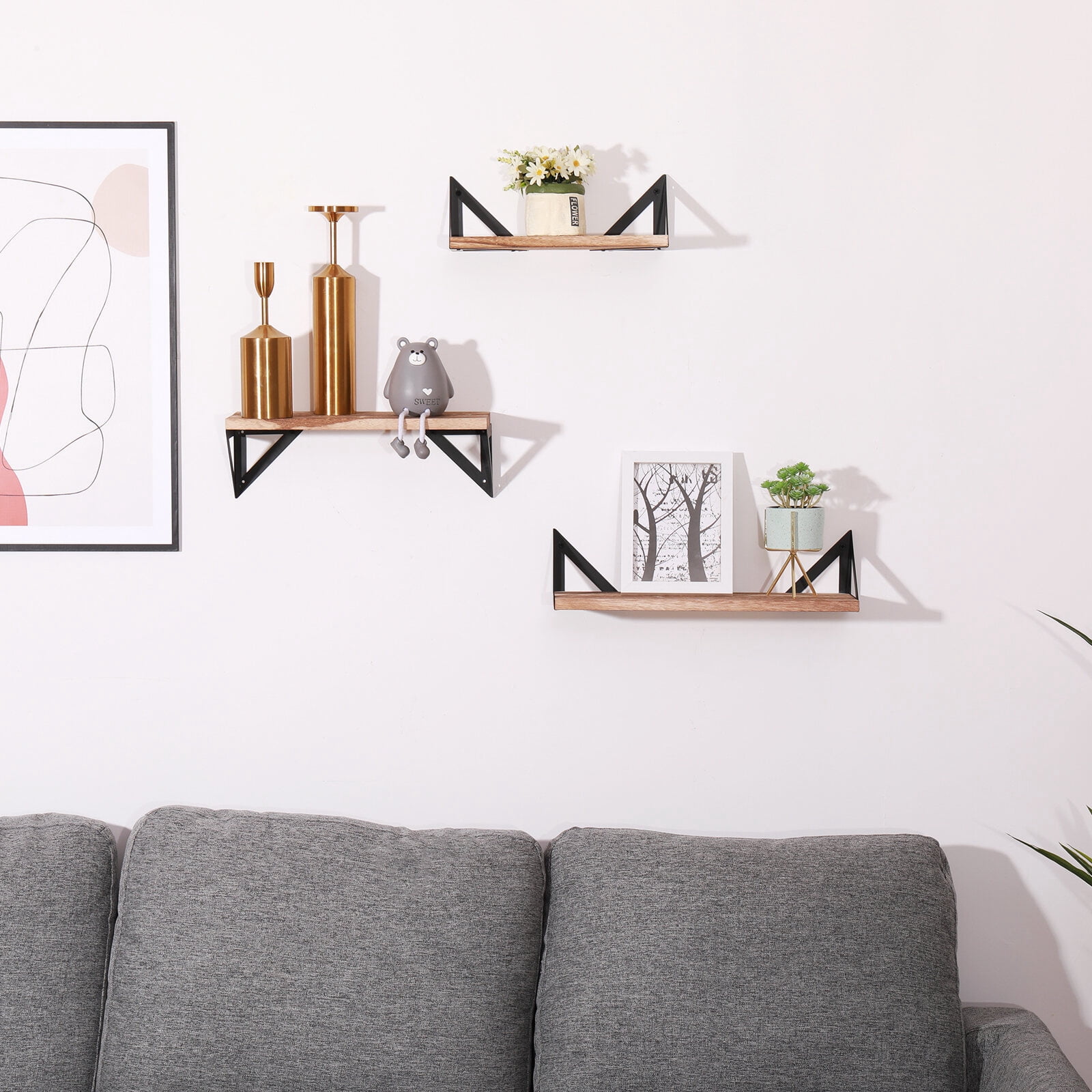 Floating Shelves,Long Wall Shelves Set Of 3,Wall Mounted Shelves with ...