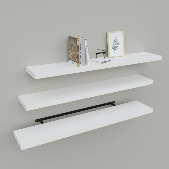 Floating Shelves Set of 3, 36" White Wall Shelves for Home Decor, Frame ...