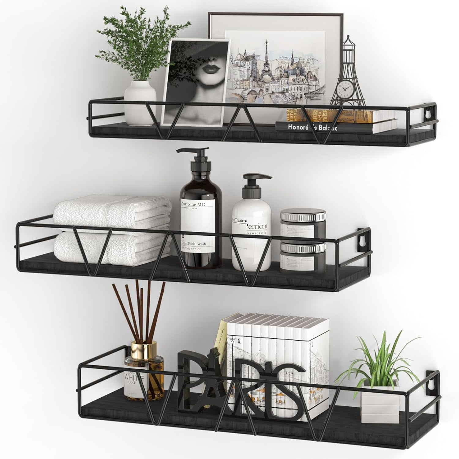 Floating Shelves Set of 3, Home Wood Wall Shelf, Farmhouse Shelf for ...