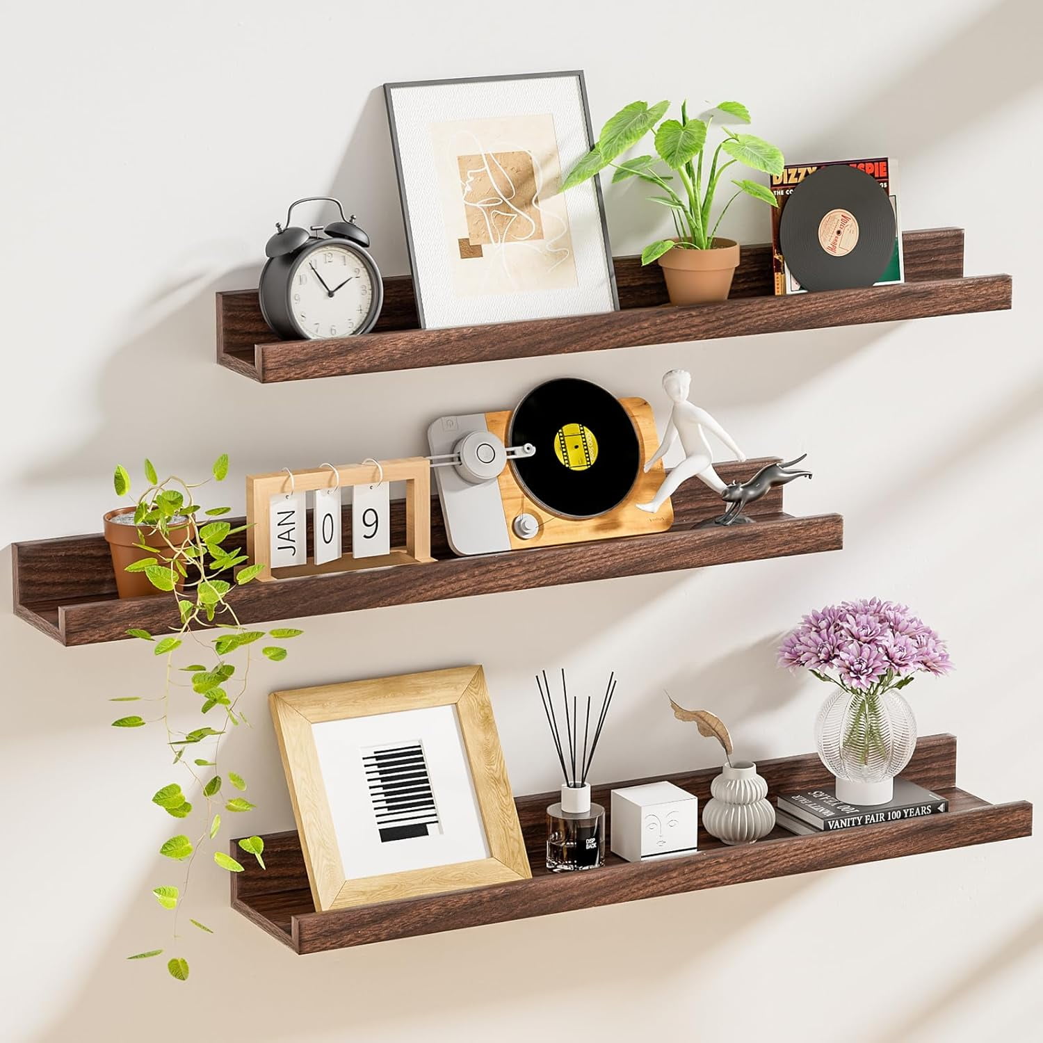 Floating Shelves Set of 3, Picture Ledge Shelf, 24 inch Floating ...